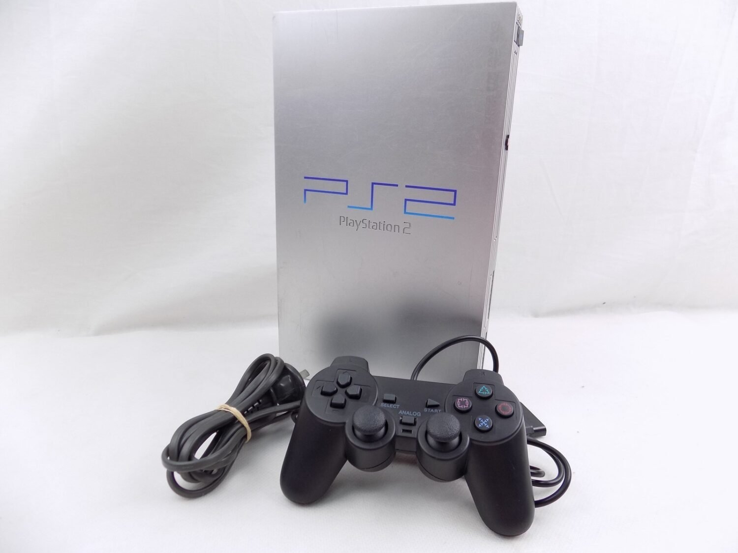 PS2 Playstation 2 Silver Fat Console With Controller And Cables - Works ...