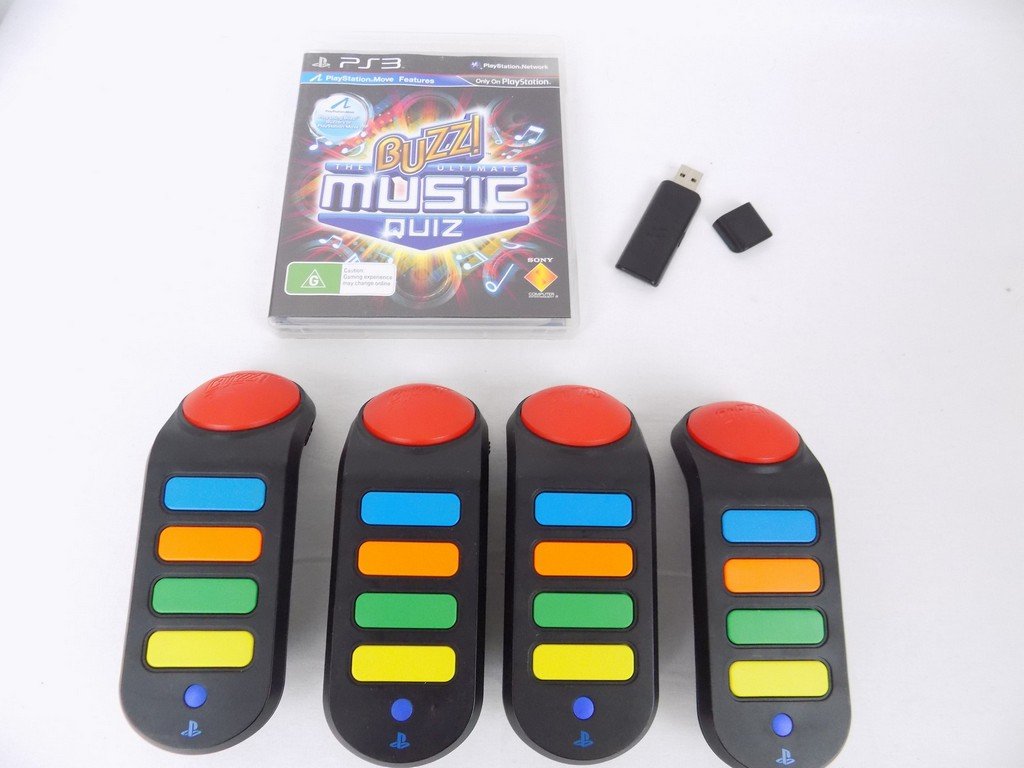 Like New Ps3 Playstation 3 Wireless 4x Buzzers + Buzz The Ultimate ...