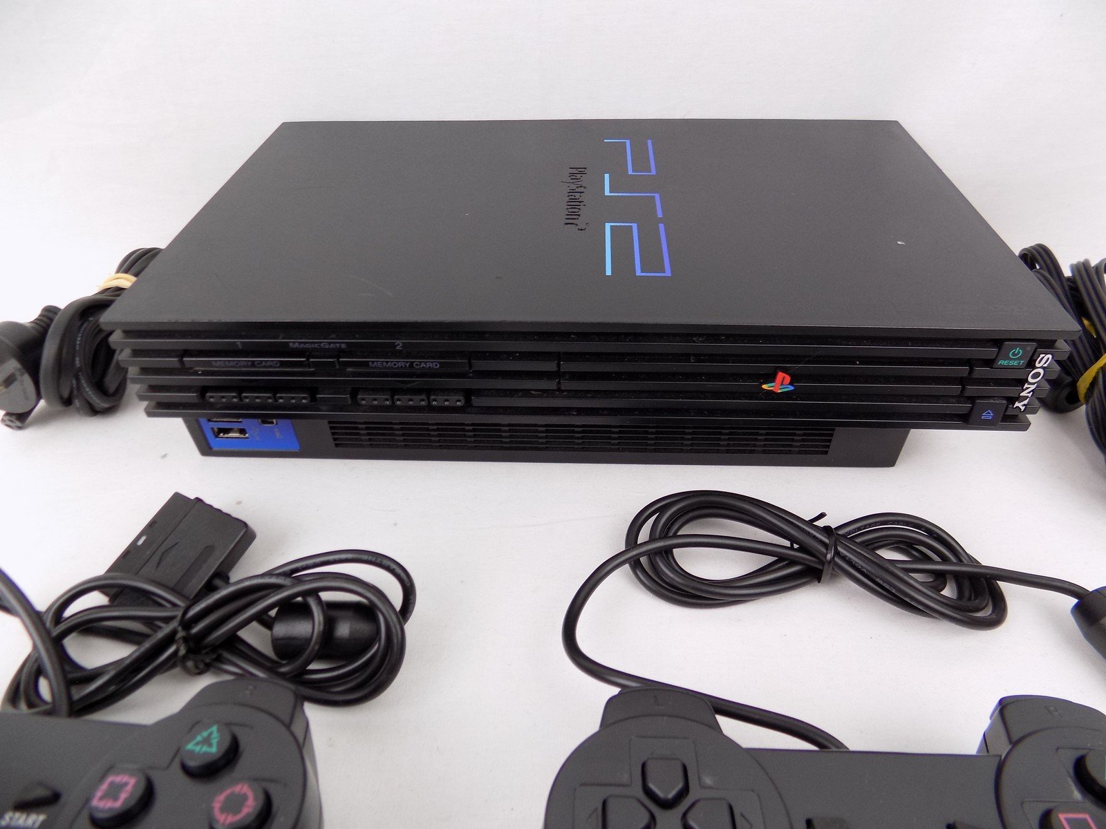 Ps2 Playstation 2 Black Fat Console Bundle + 2x Controllers + Cables ...