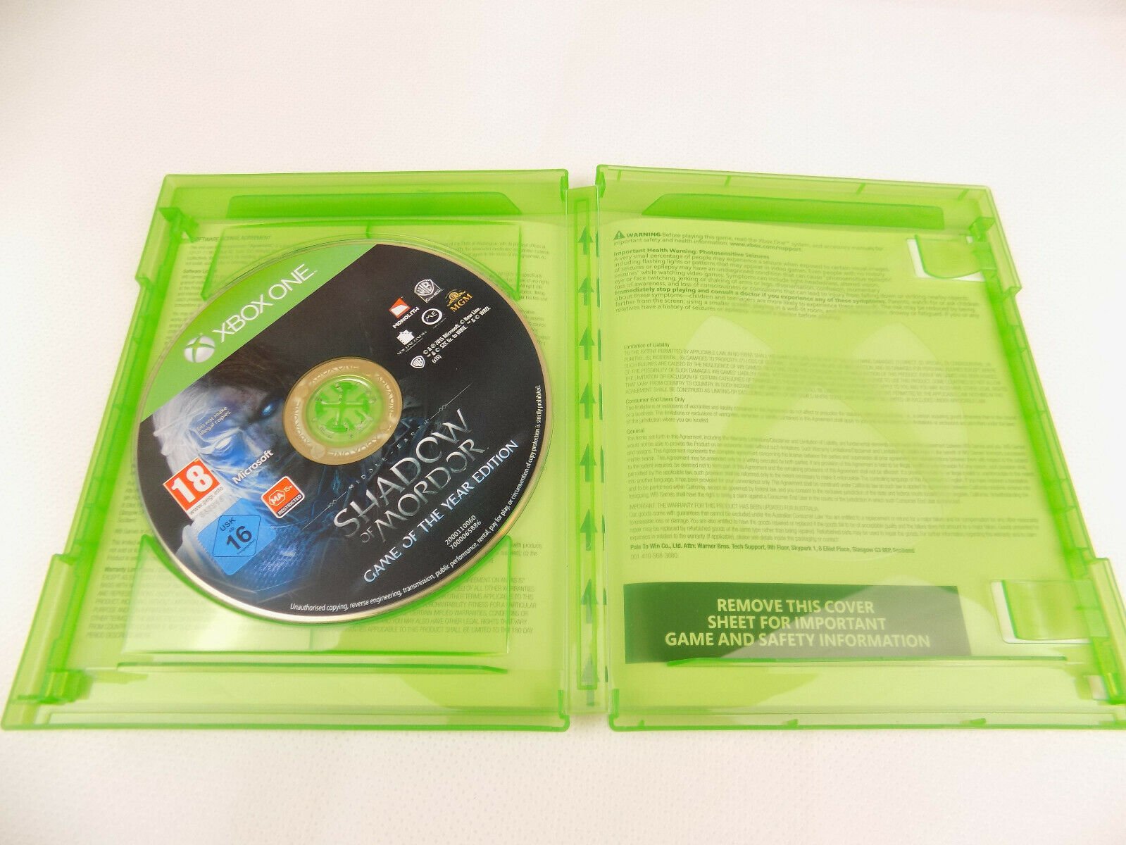 Mint Disc Xbox One Middle Earth Shadow Of Mordor Game Of The Year Free ...