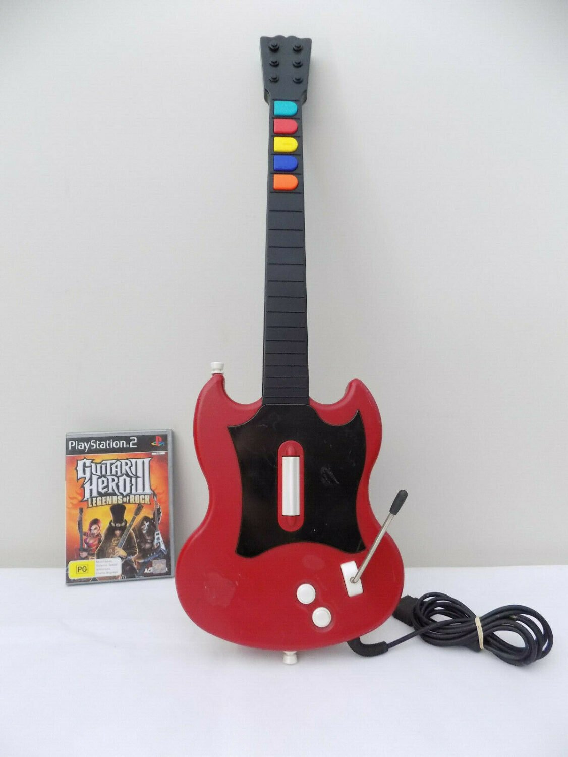 Ps2 Playstation 2 Wired Guitar Hero Controller Red + Game Tested ...