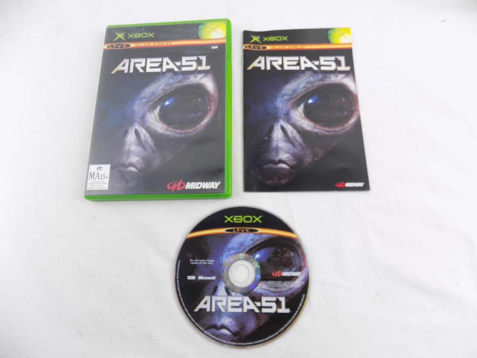 Mint Disc Xbox Original Area 51 - Inc Manual Free Postage - Starboard Games