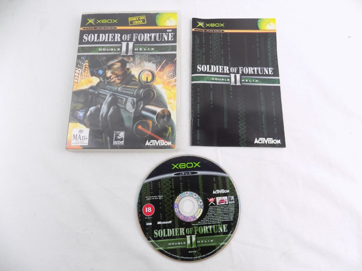 Mint Disc Xbox Original Soldier Of Fortune II 2 Double Helix - Inc ...