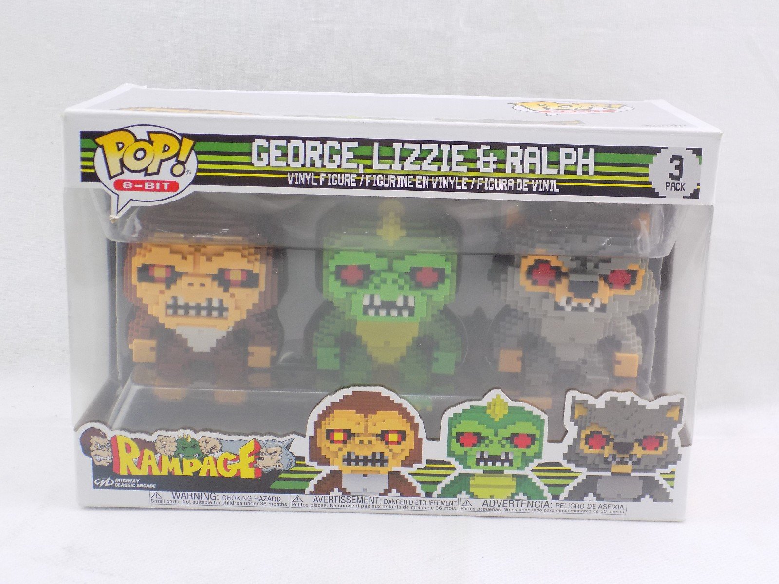 Brand New Funko Pop George, Lizzie & And Ralph 8-Bit 3 Pack Rampage ...