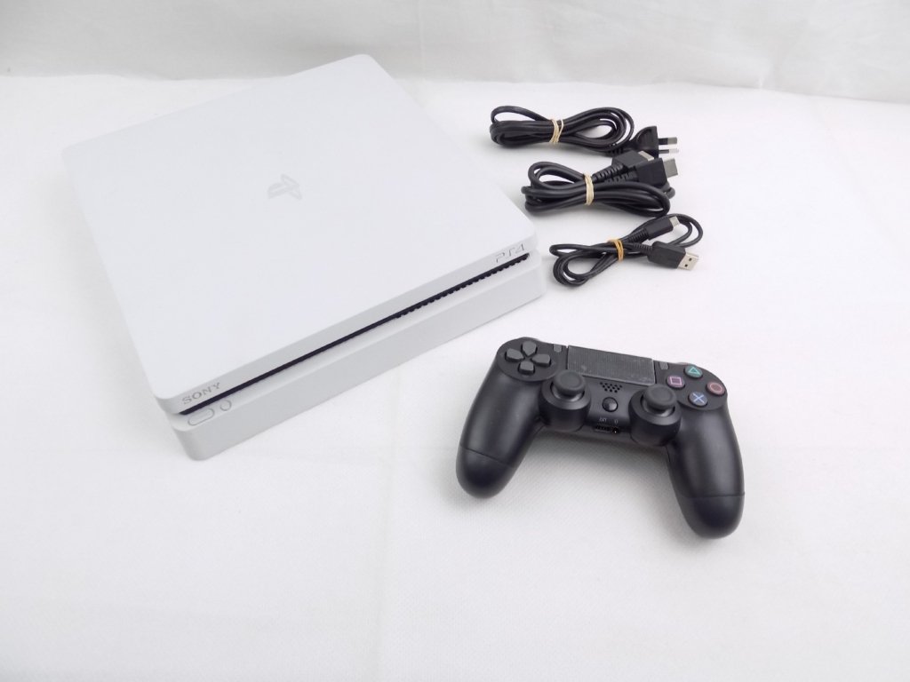 Playstation 4 PS4 White Slim 500GB Console With Controller And Cables ...