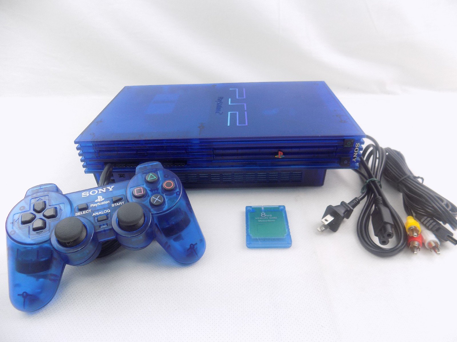 PS2 Playstation 2 Ocean Blue JPN Console With Controller, Memory Card ...