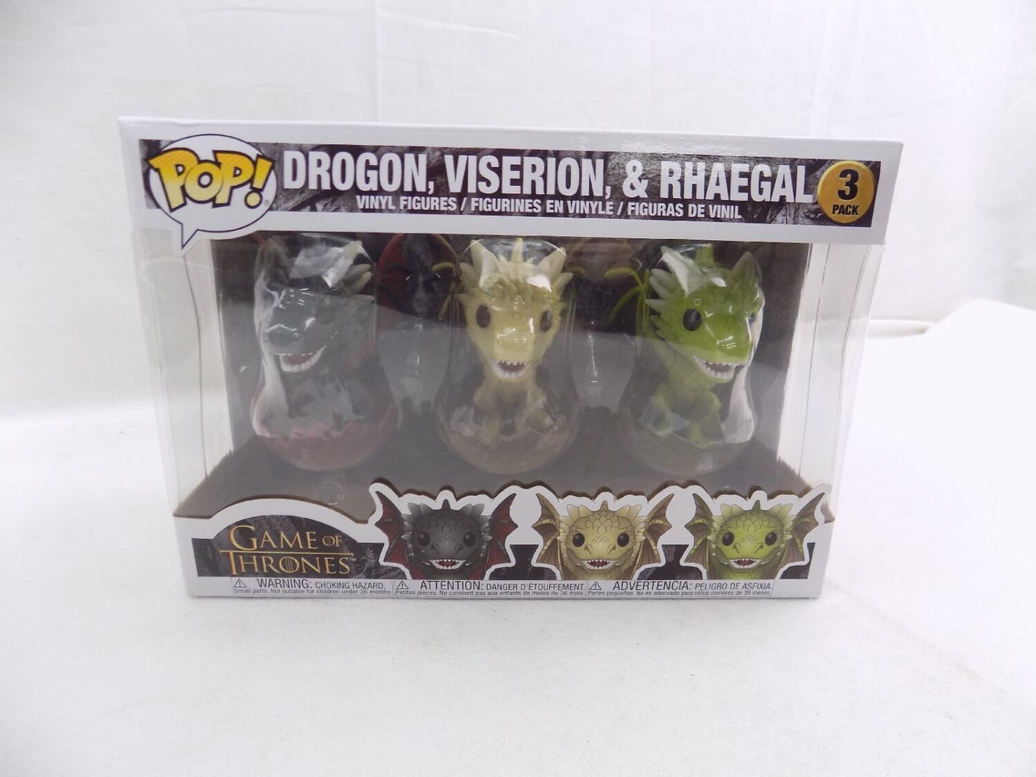 Brand New Funko Pop Drogon, Viserion, and Rhaegal (Hatching) 3 Pack ...