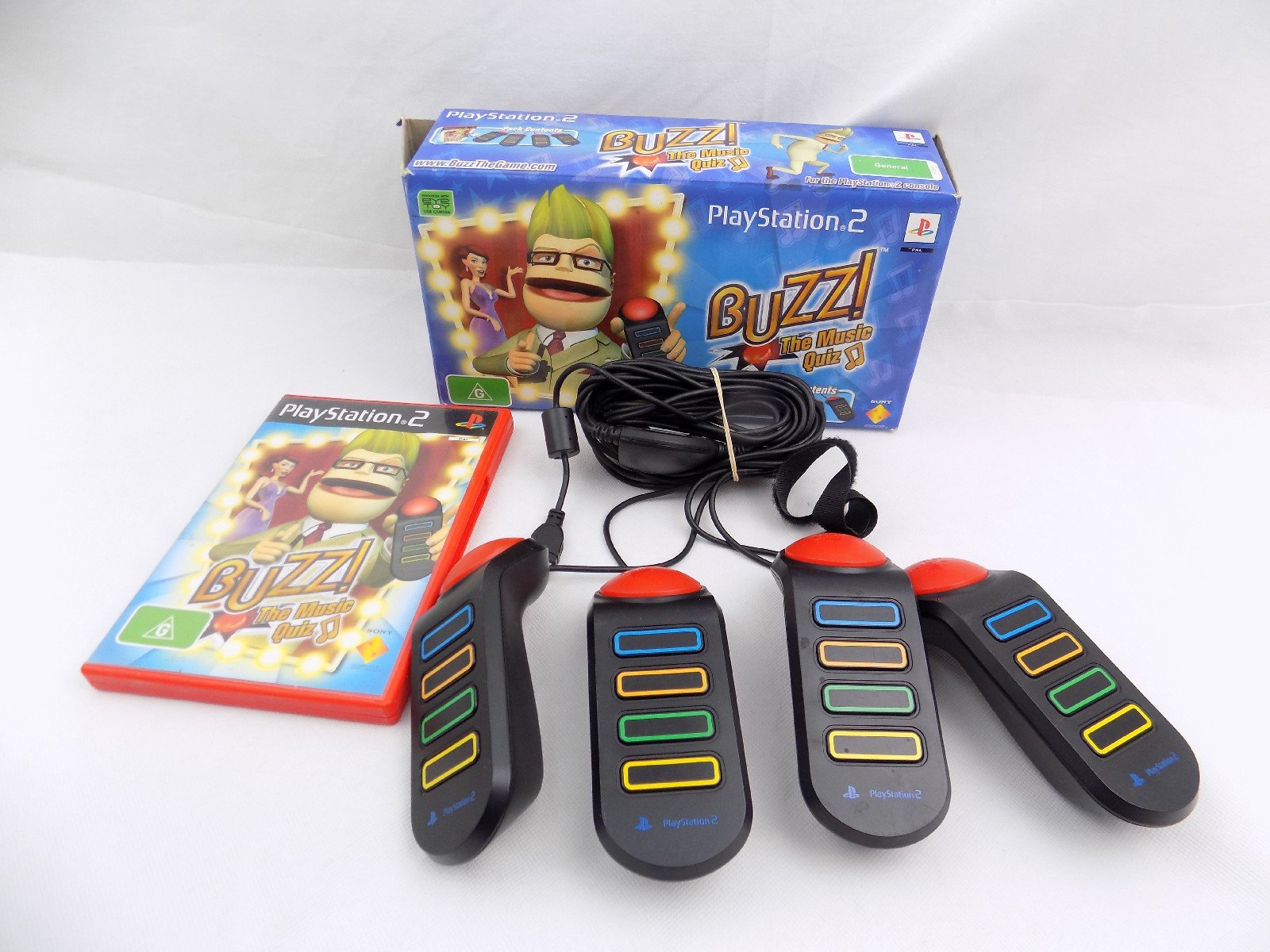 Playstation 2 Ps2 Boxed Buzz! The Music Quiz With x4 Controllers ...