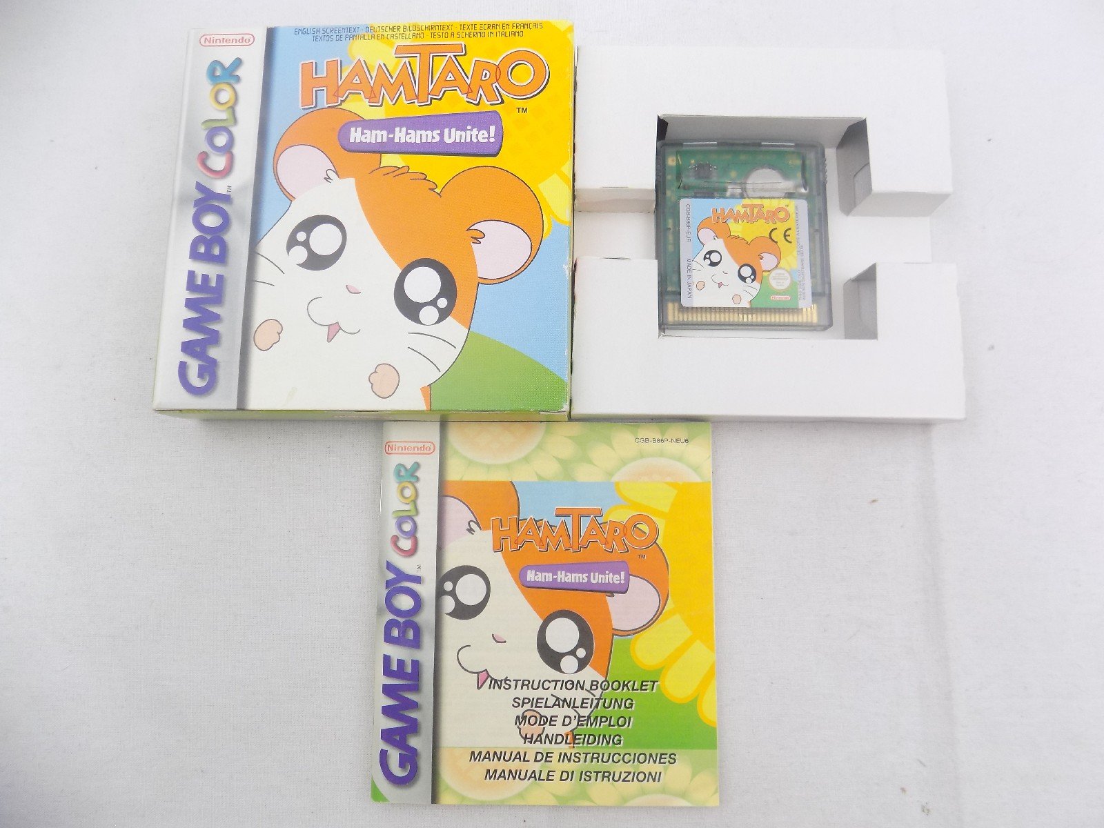 Boxed Gameboy Color Hamtaro Ham Hams Unite Complete w/Manual Game Boy ...