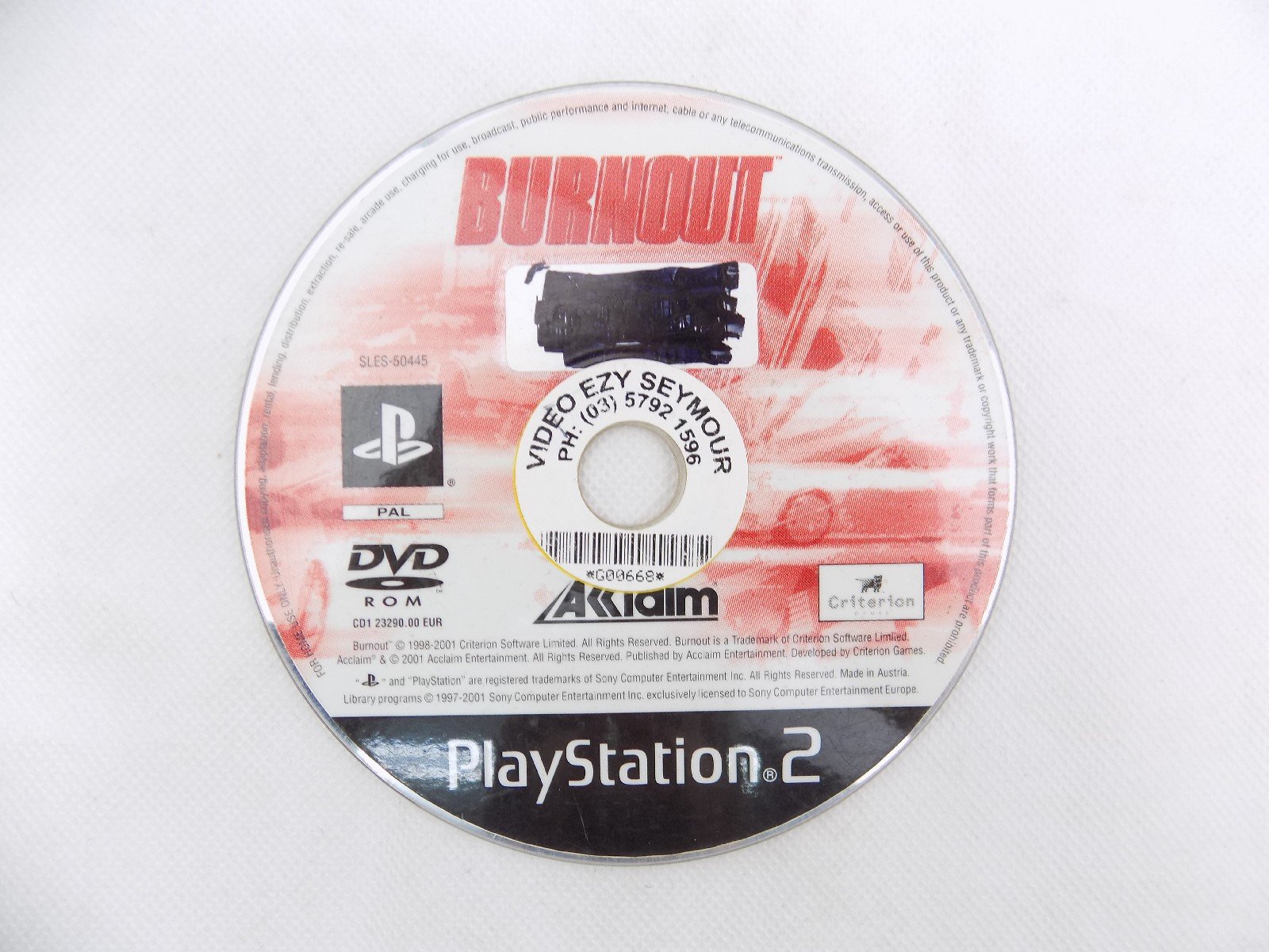 Mint Disc Playstation 2 PS2 Burnout - Disc Only - Starboard Games