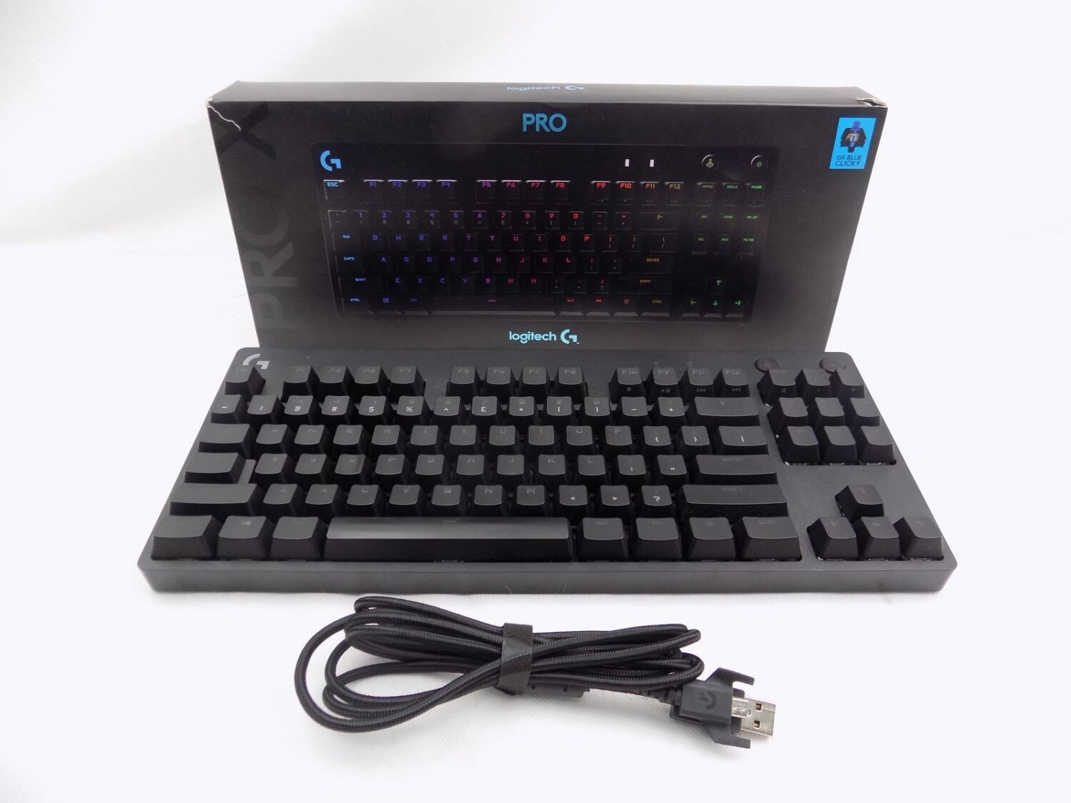 Boxed Like New Logitech Pro RGB Mechanical GX Blue Clicky Keyboard ...