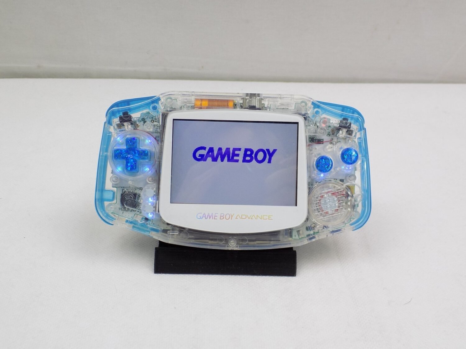 Like New Gameboy Advance GBA Custom Clear Case & Blue IPS Screen USB C ...