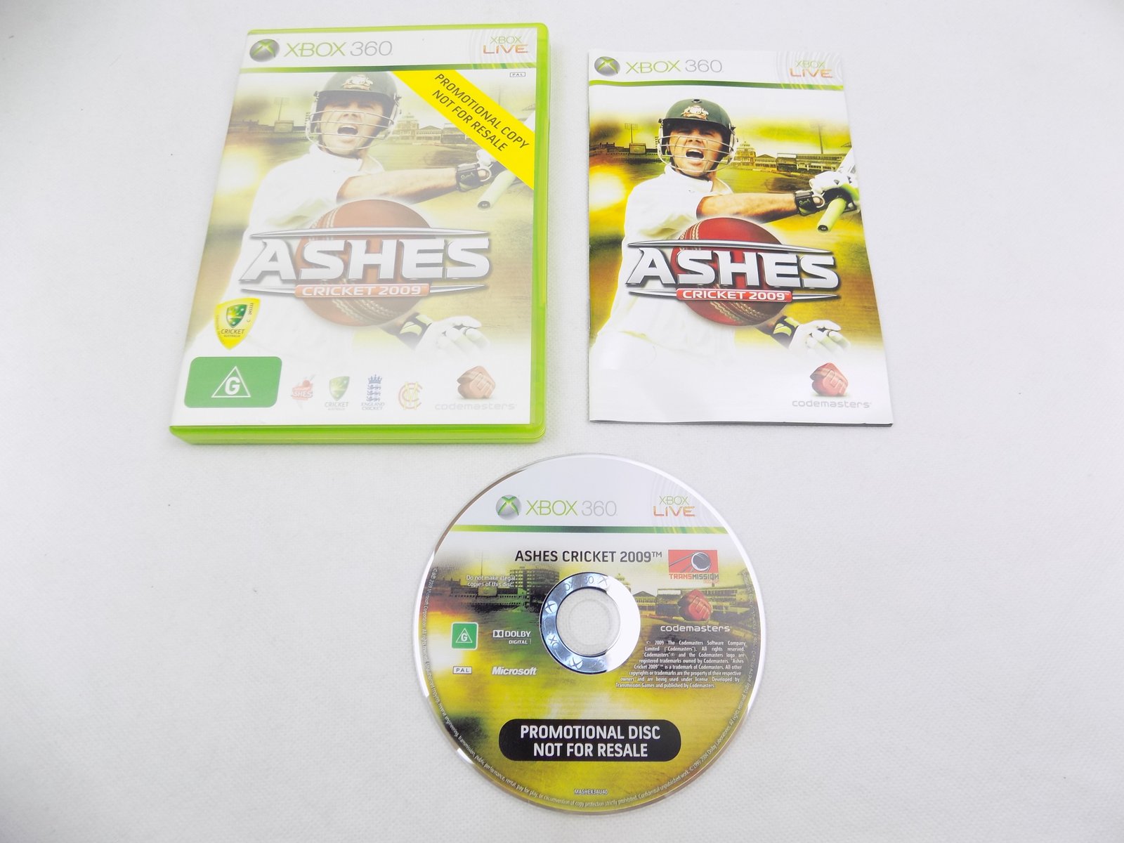 Mint Disc Xbox 360 Ashes Cricket 2009 Promotional Copy - Inc Manual ...