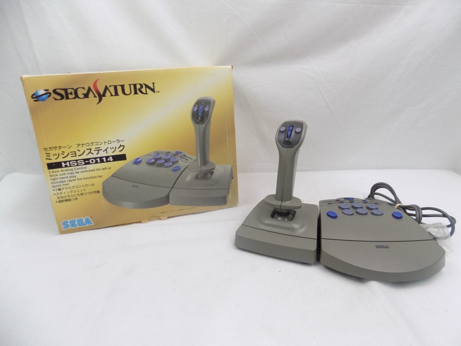 Like New Boxed Sega Saturn HSS-0114 Analog Controller Flightstick Grey ...
