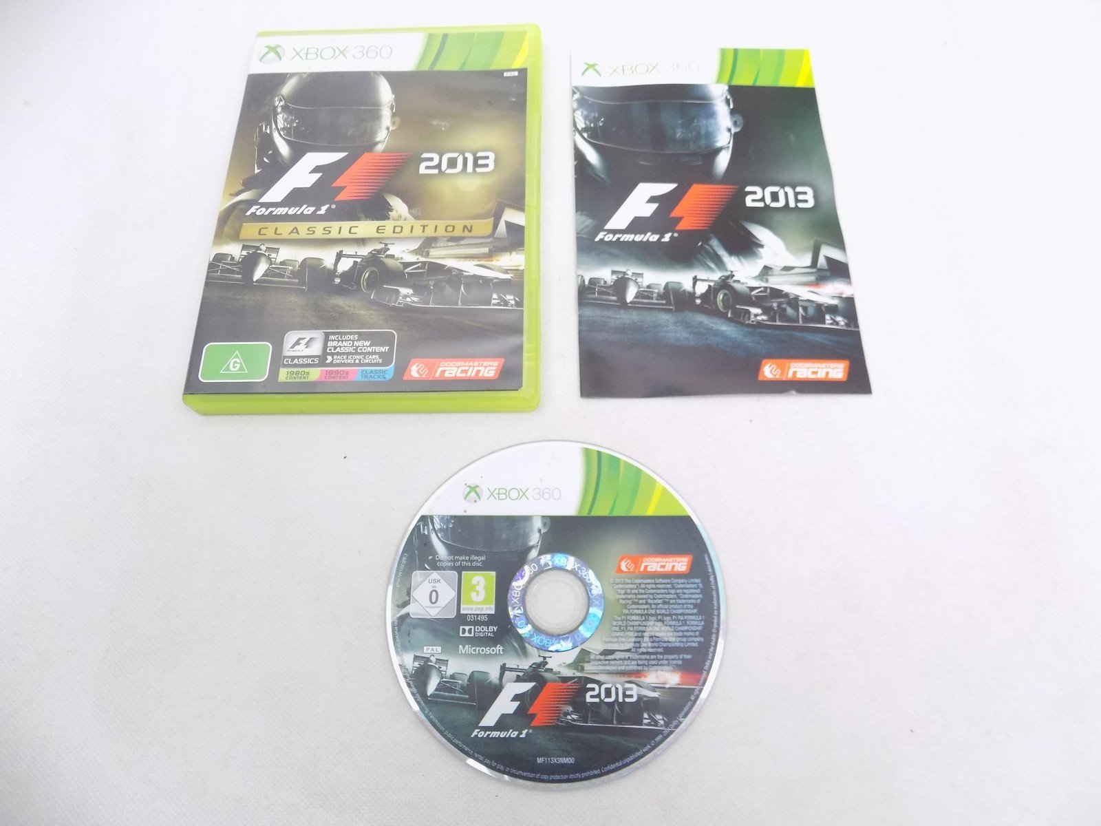 Mint Disc Xbox 360 Formula 1 F1 2013 Classic Edition - Inc Manual ...