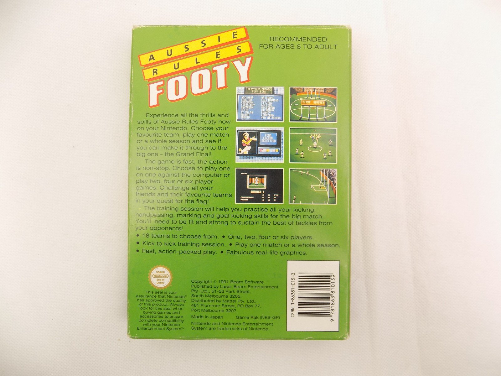 Boxed Nintendo Entertainment System NES Aussie Rules Footy Mattel - Inc ...