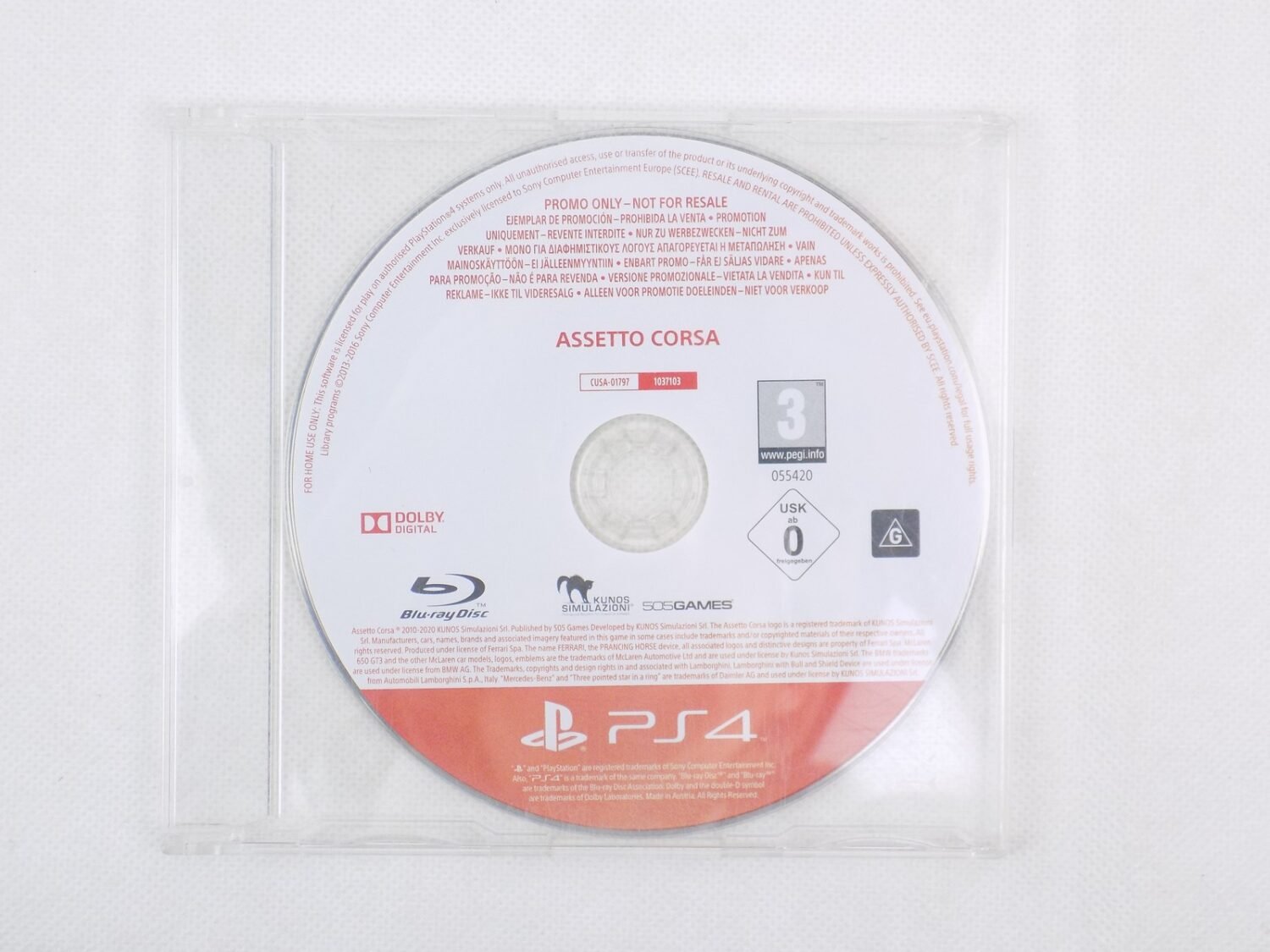 Mint Disc Playstation 4 Ps4 Assetto Corsa Promo Disc - Starboard Games