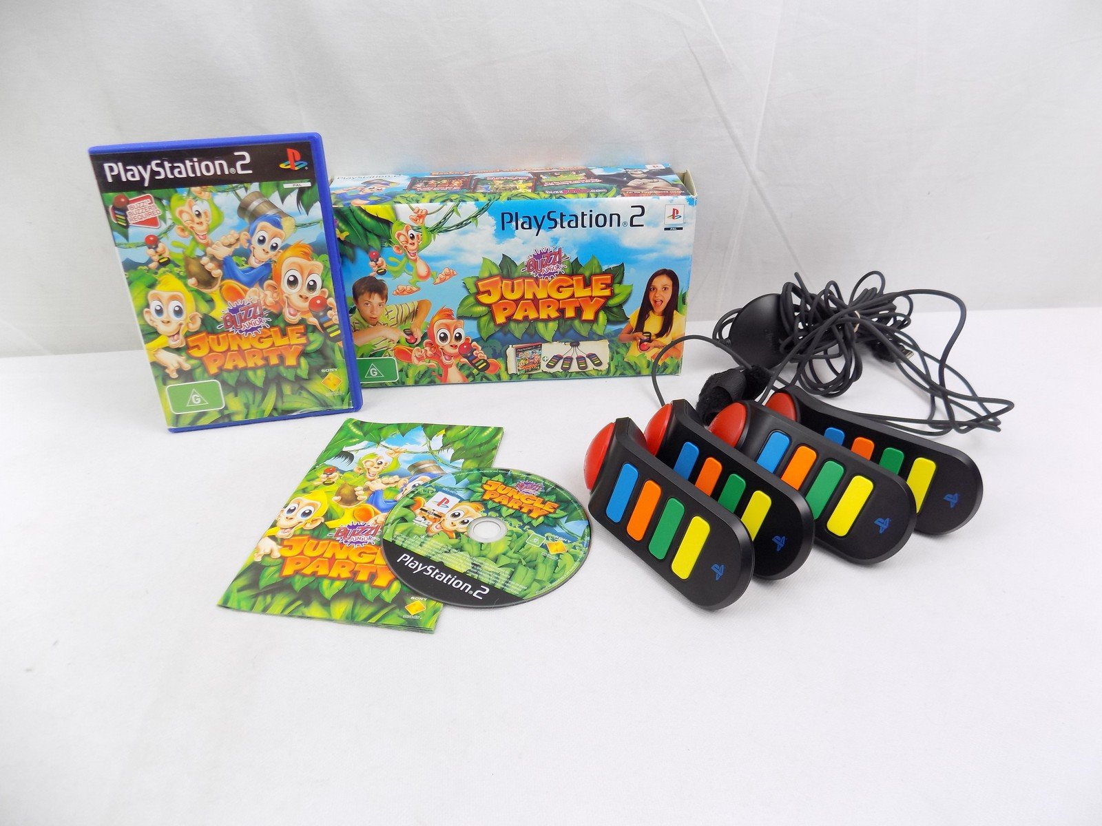Boxed Playstation 2 PS2 Jungle Party with Buzz Controllers - Starboard ...