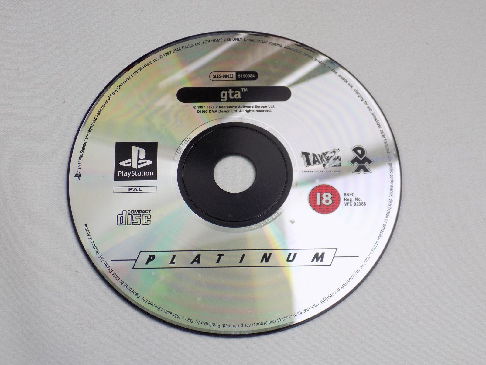Mint Disc Only Playstation 1 Ps1 Platinum GTA Grand Theft Auto ...