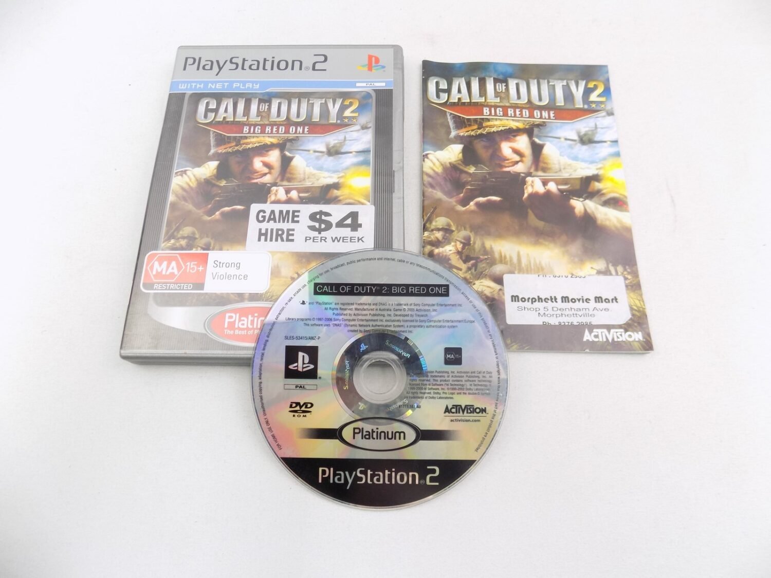 Mint Disc Playstation 2 Ps2 Platinum Call of Duty 2 Big Red One - Inc ...