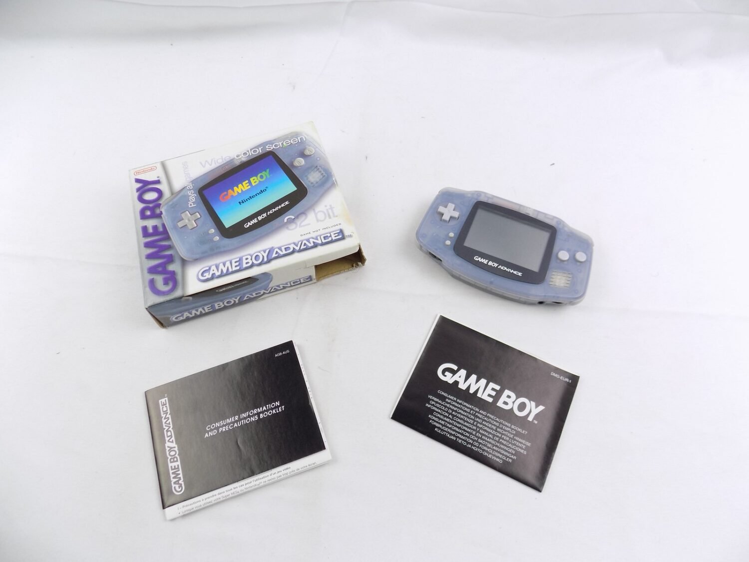 Boxed Nintendo Game Boy Advance GBA Glacier Blue Gameboy Handheld ...