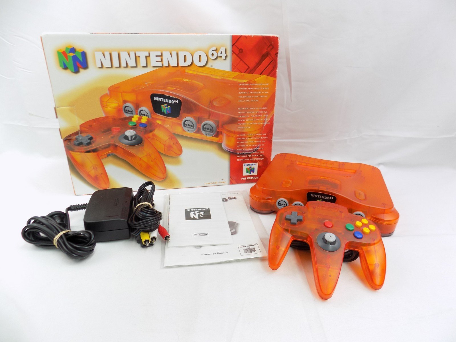 Like New Boxed Nintendo 64 N64 Funtastic Fire Orange Console Bundle ...