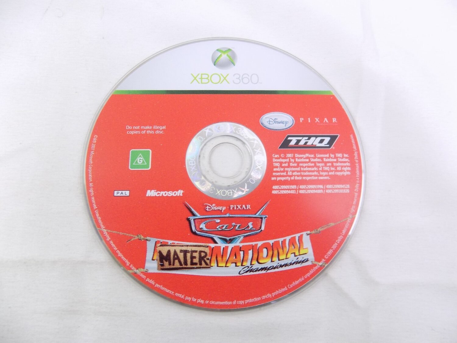 Mint Disc Only Xbox 360 Cars Mater-National Championship - Starboard Games