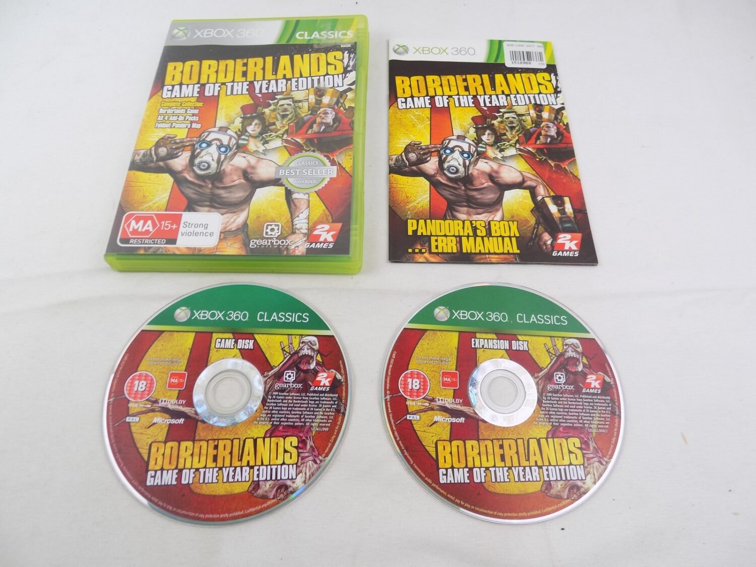 Mint Disc Xbox 360 Classics Borderlands Game of the Year Edition - Inc ...