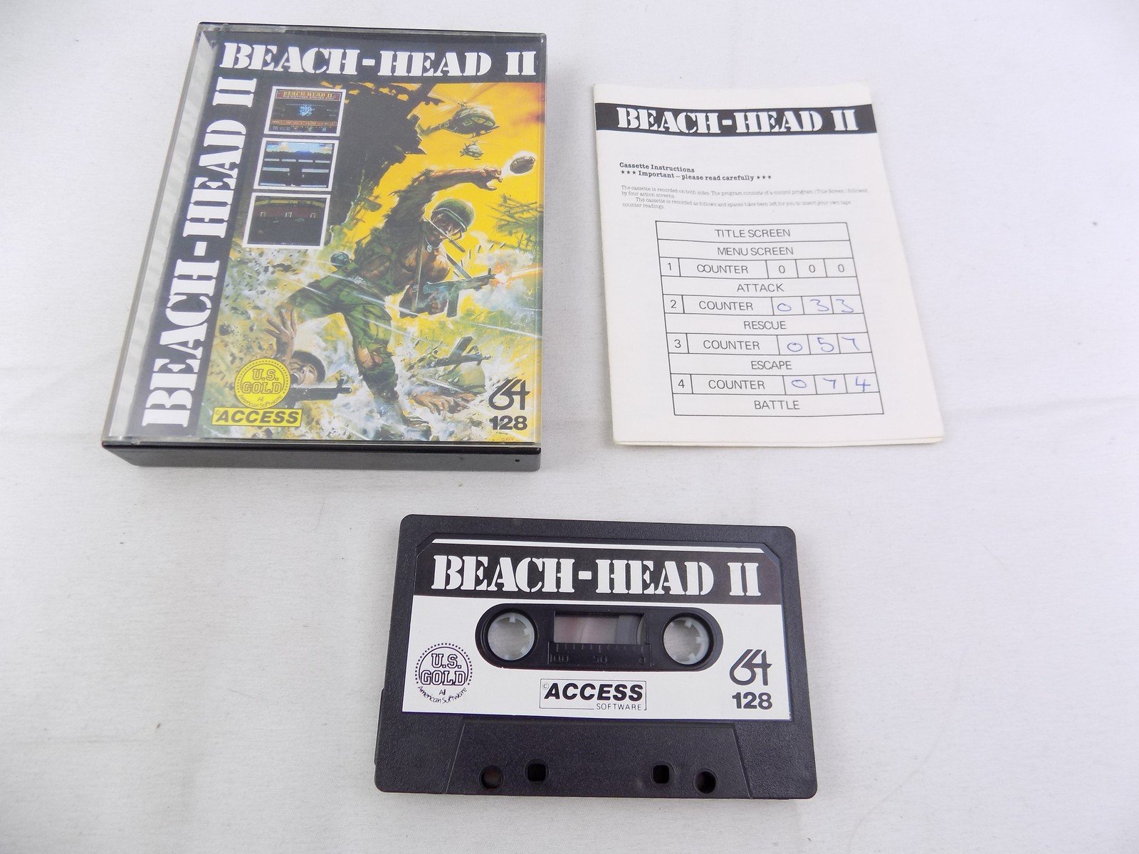 Boxed Commodore 64 C64 Beach-Head II Game Cassette - Starboard Games