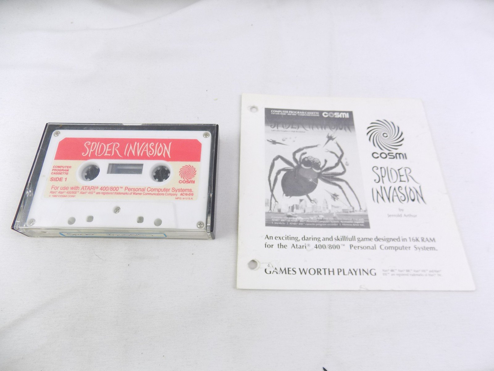 Atari 400 800 XE Spider Invasion Game Cassette - Inc Manual - Starboard ...