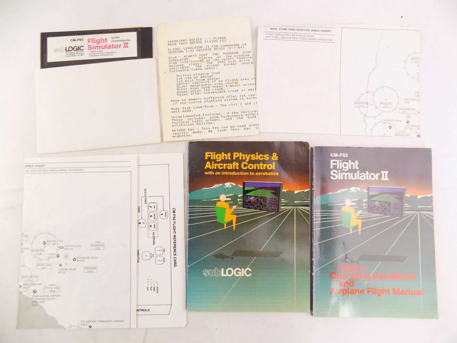 Commodore 64 C64 Flight Simulator II Game Floppy with Area Charts and ...