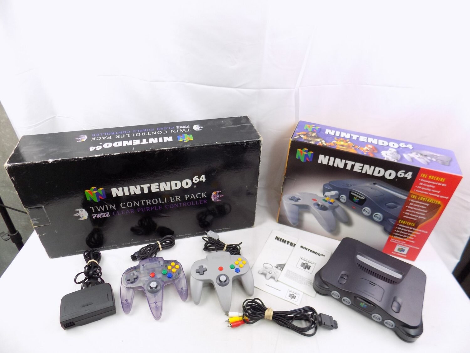 Boxed Nintendo 64 N64 Twin Controller Pack Console with Controllers and ...