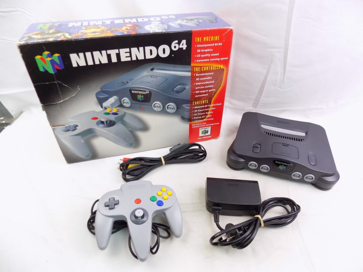 Boxed Nintendo 64 N64 Black Console with Controller and Cables /3 ...